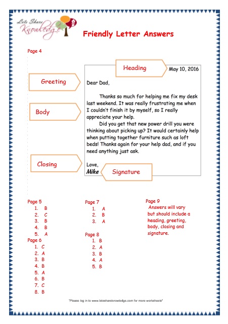 Grade 3 Grammar Topic 44: Letters Worksheets – Lets Share Knowledge