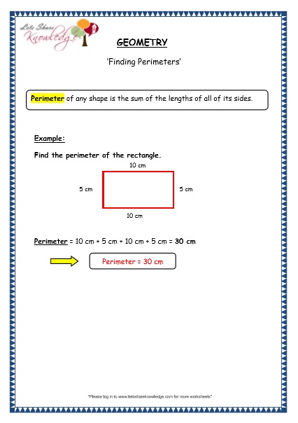 Grade 3 Maths Worksheets: (14.8 Geometry: Finding Perimeters) – Lets ...