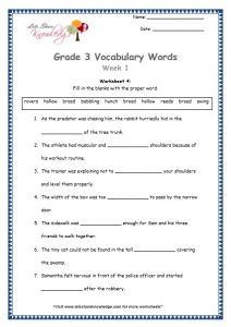 Grade 3: Vocabulary Words and Worksheets – Lets Share Knowledge