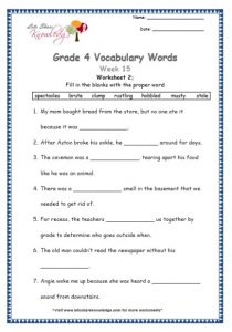 Grade 4: Vocabulary Worksheets Week 15 – Lets Share Knowledge