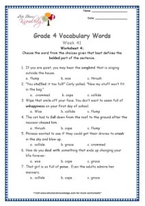Grade 4: Vocabulary Worksheets Week 41 – Lets Share Knowledge