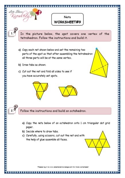 Grade 5 Maths Resources (Nets of 3D Shapes Printable Worksheets) – Lets ...