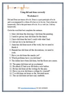 Grade 1 Grammar: Did and Done printable worksheets – Lets Share Knowledge