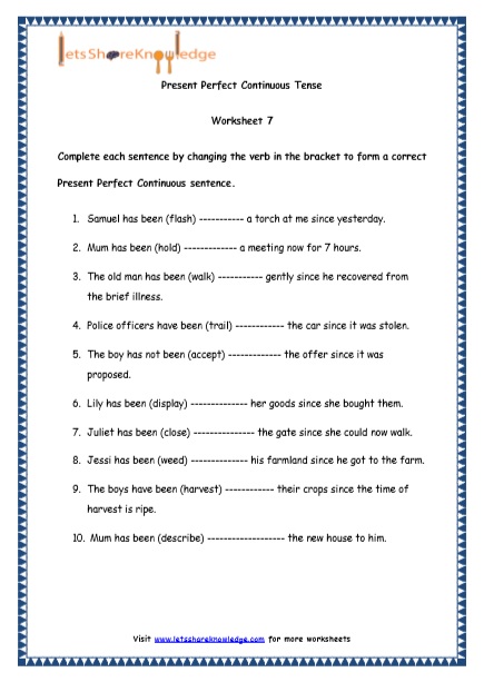 Grade 4 English Resources Printable Worksheets Topic: Present Perfect ...