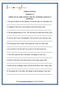 Grade 4 English Resources Printable Worksheets Topic: Simple, Compound ...