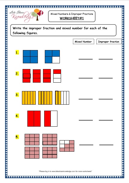 Grade 4 Maths Resources (2.3 Mixed Numbers and Improper Fractions ...