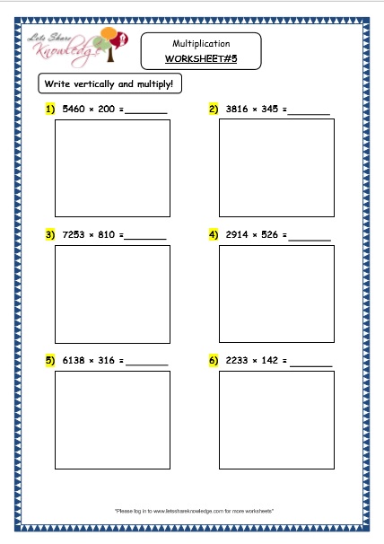 Grade 4 Maths Resources (1.6.2 Multiplication of 4 Digit Number by a 3 ...