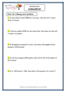Grade 4 Maths Resources (1.6.3 Multiplication Word Problems Printable ...