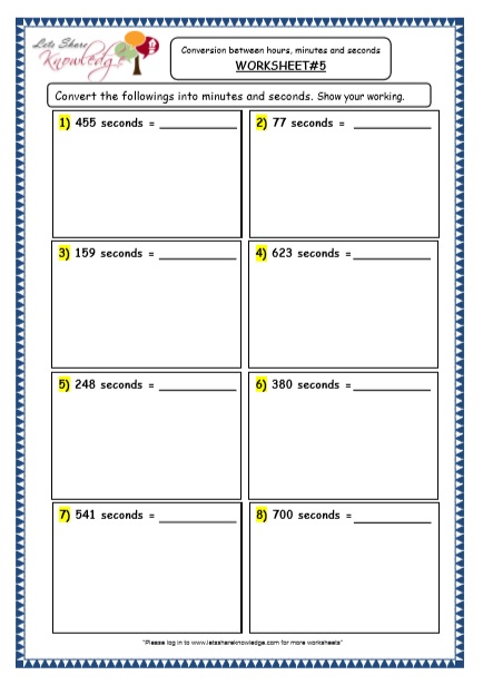 Grade 4 Maths Resources (7.2 Time – Conversion between Hours, Minutes ...