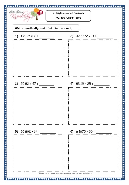Grade 4 Maths Resources (3.7.2 Multiplication of Decimals up to Double ...